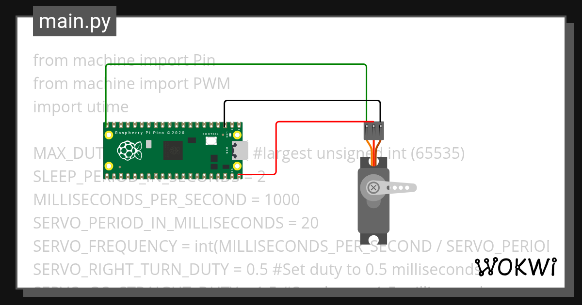 PWN Servo-motor - Wokwi ESP32, STM32, Arduino Simulator