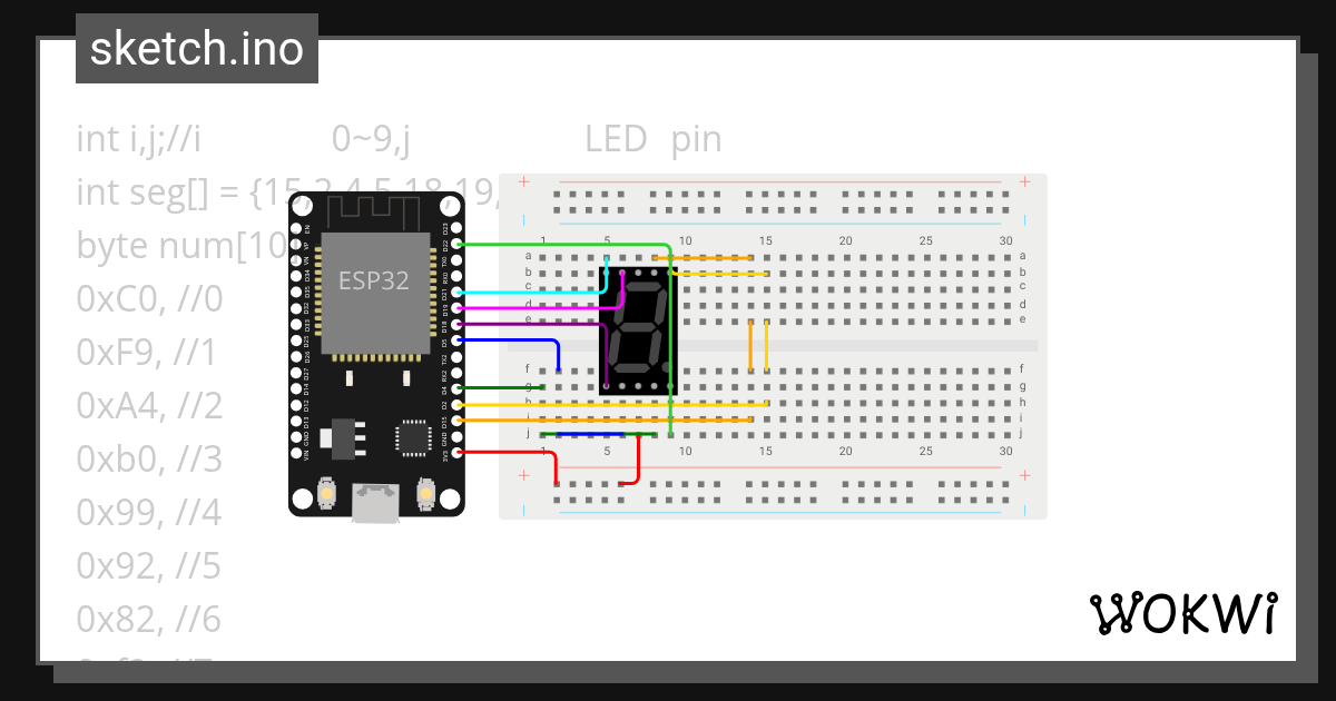 7seg_up_CNT_for 2 - Wokwi ESP32, STM32, Arduino Simulator