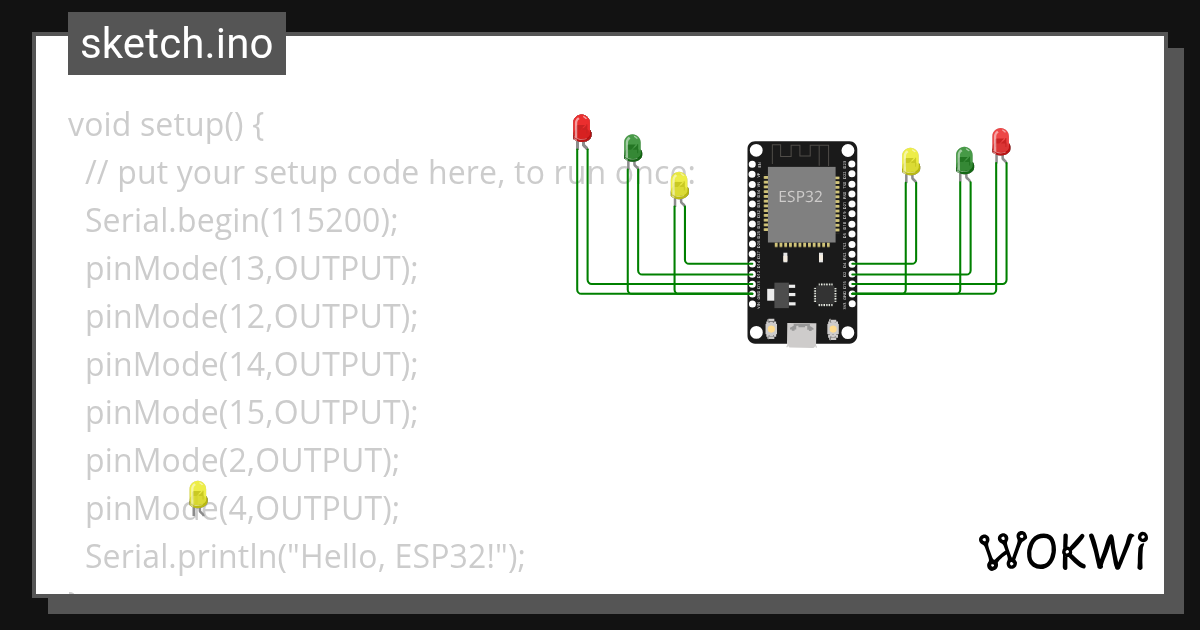 traffic light 1 - Wokwi ESP32, STM32, Arduino Simulator