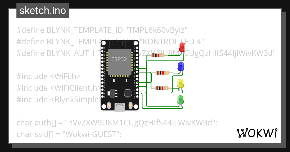 LED 4 Control - Wokwi ESP32, STM32, Arduino Simulator
