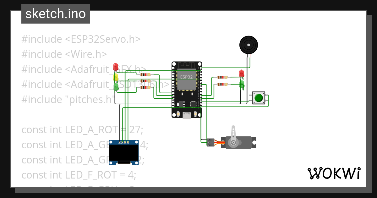 Ampelschaltung Erweitert Verbessert Mit Tetris - Wokwi Arduino and ESP32 Simulator