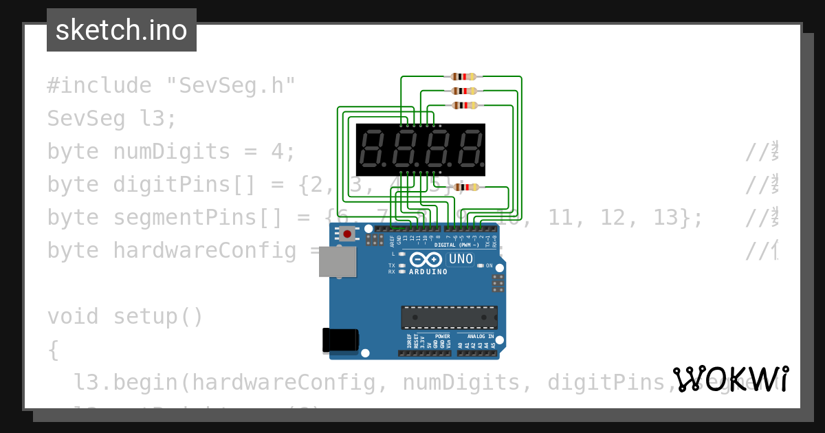 四位七段数码管 Wokwi Esp32 Stm32 Arduino Simulator