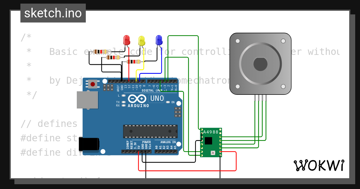 Stepper Motor A4988 No Library Wokwi Esp32 Stm32 Arduino Simulator