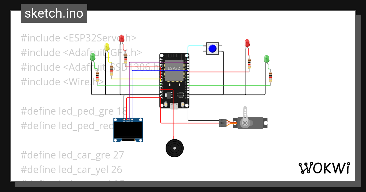 ampel mit servo und Display - Wokwi ESP32, STM32, Arduino Simulator
