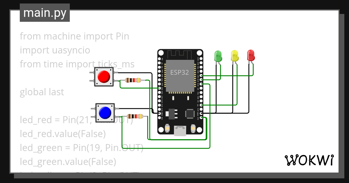 Semaforo versão que funciona - Wokwi ESP32, STM32, Arduino Simulator