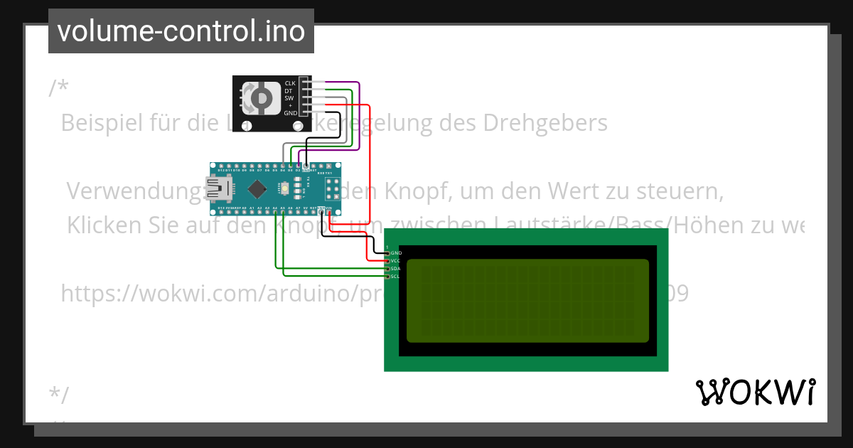 Rotory Encoder um zwischen Lautstärke/Bass/Höhen zu wechseln .ino Copy - Wokwi ESP32, STM32 ...