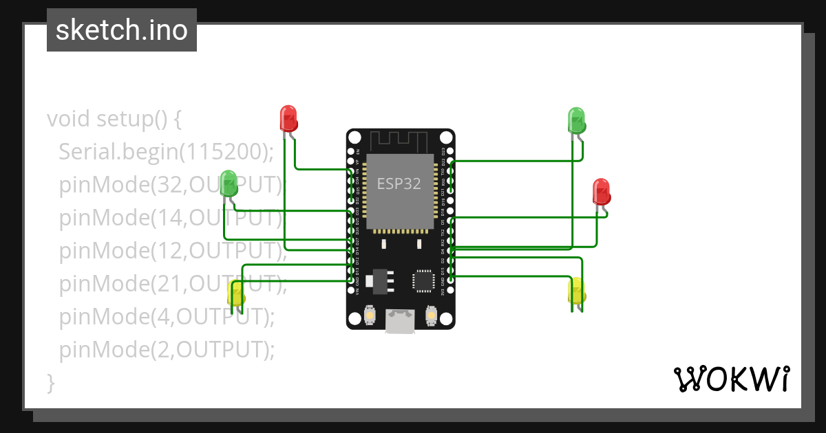 Traffic light - Wokwi ESP32, STM32, Arduino Simulator