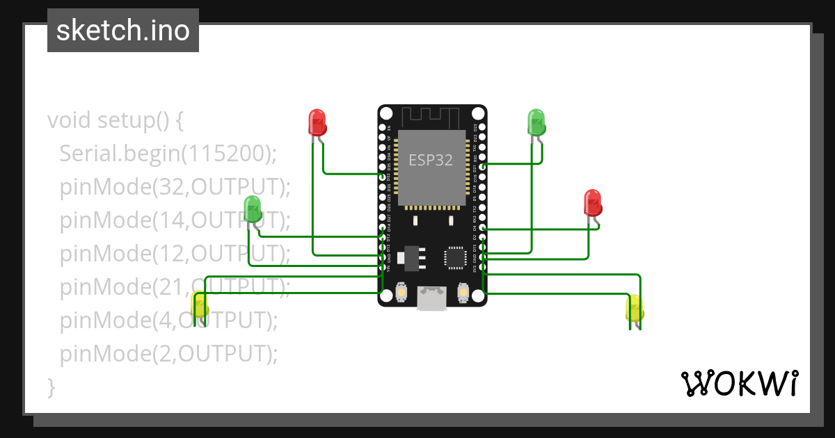 Traffic light - Wokwi ESP32, STM32, Arduino Simulator
