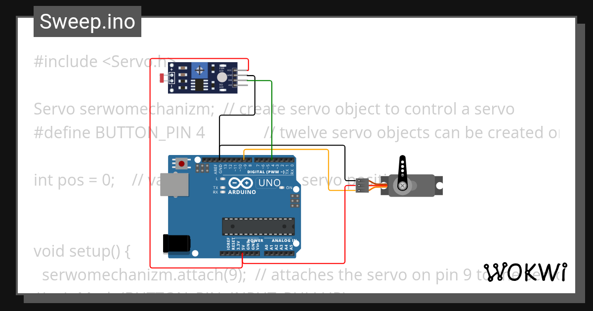 Servo + photoresistor - Wokwi ESP32, STM32, Arduino Simulator