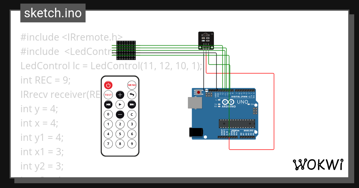 IRrecv reciver + MatRIX (не мой проект) - Wokwi ESP32, STM32, Arduino Simulator