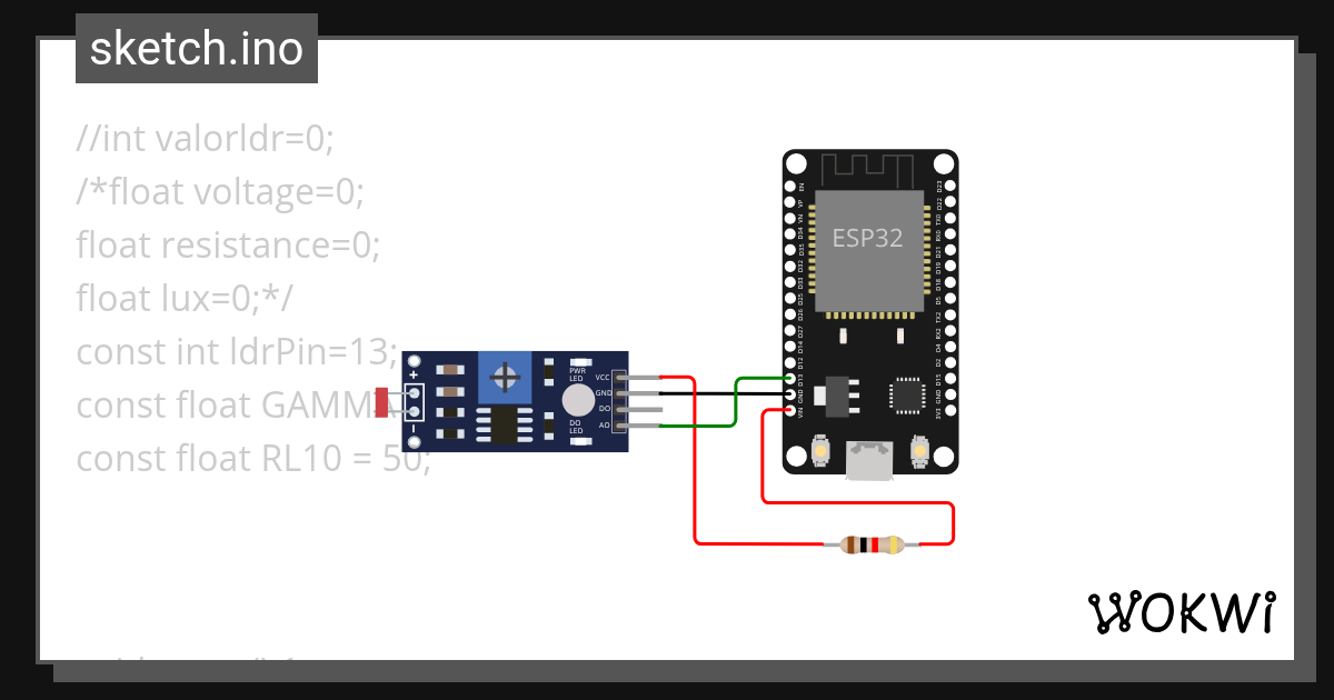 Sensor de luz - Wokwi ESP32, STM32, Arduino Simulator