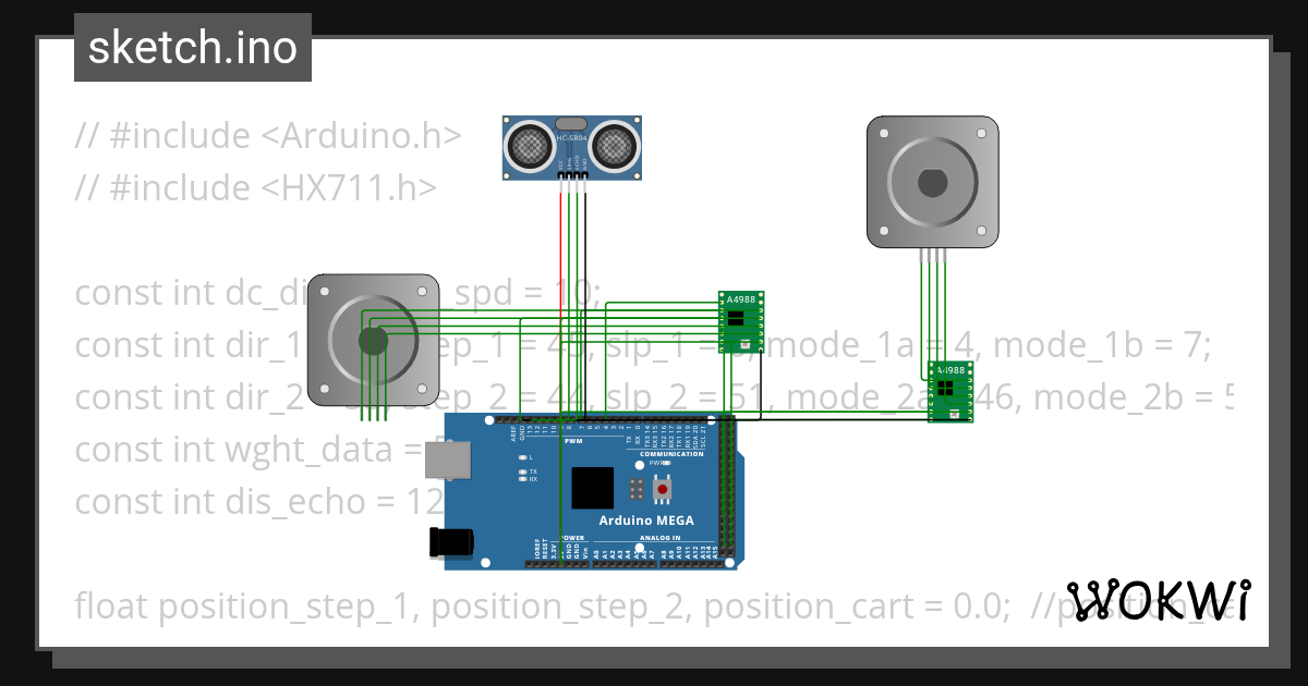 move_to_distance met correctie demo - Wokwi ESP32, STM32, Arduino Simulator