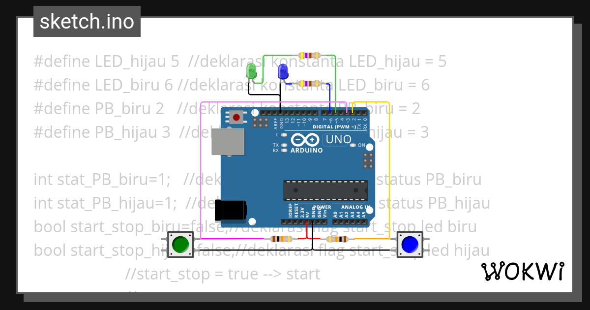 Lat-4 : Dua saklar pemilih - Wokwi ESP32, STM32, Arduino Simulator