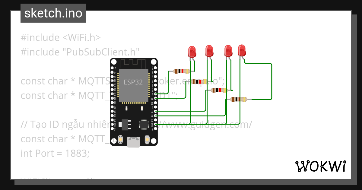 4led b - Wokwi ESP32, STM32, Arduino Simulator