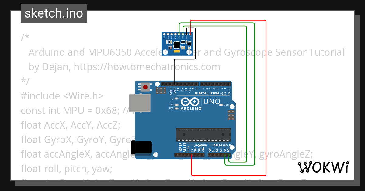 accelerometro - Wokwi ESP32, STM32, Arduino Simulator
