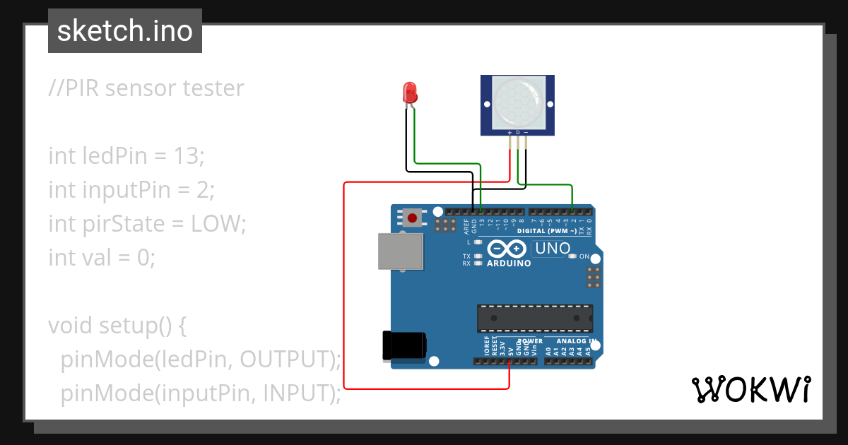 Pir detector - Wokwi ESP32, STM32, Arduino Simulator