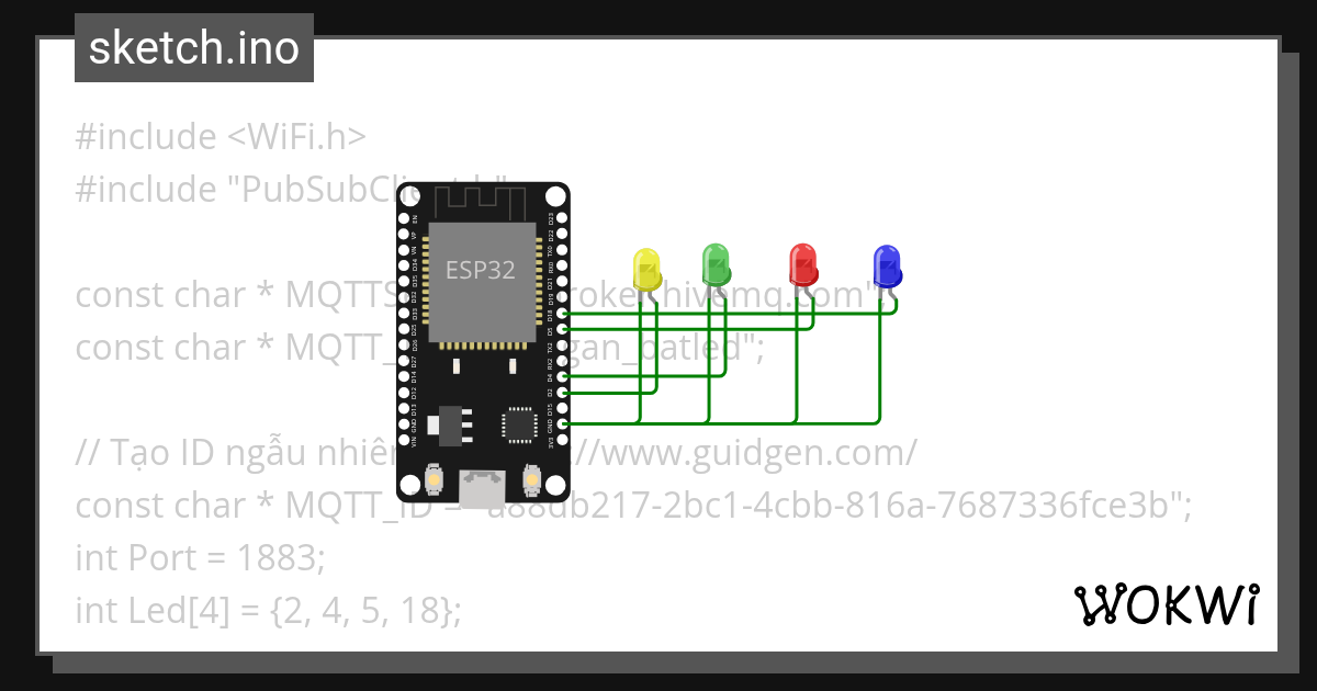 MQTT_LED - Wokwi ESP32, STM32, Arduino Simulator
