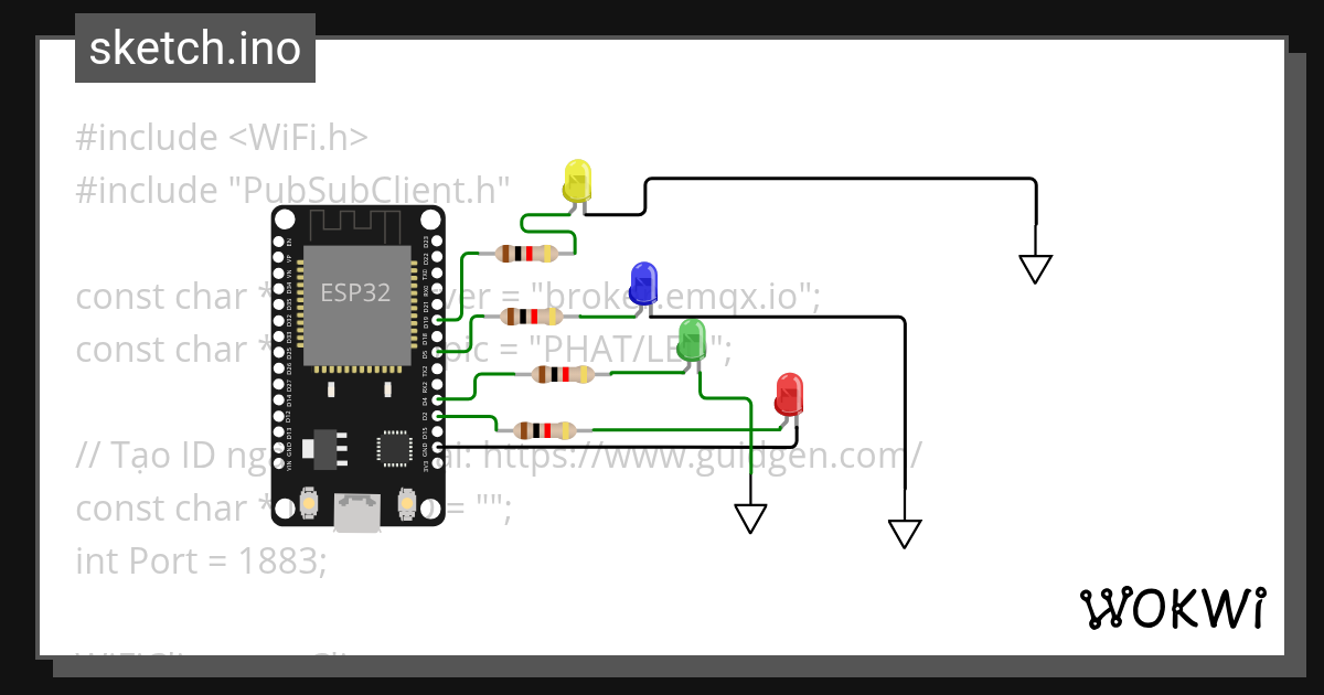 Bài 1 TỔNG HỢP - Wokwi ESP32, STM32, Arduino Simulator