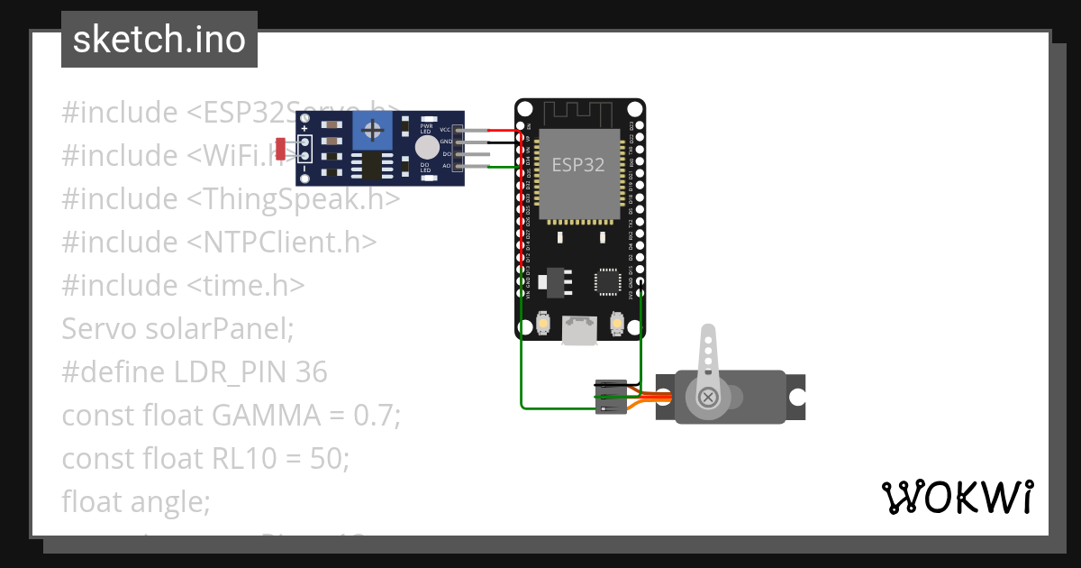 smart solar panel - Wokwi ESP32, STM32, Arduino Simulator