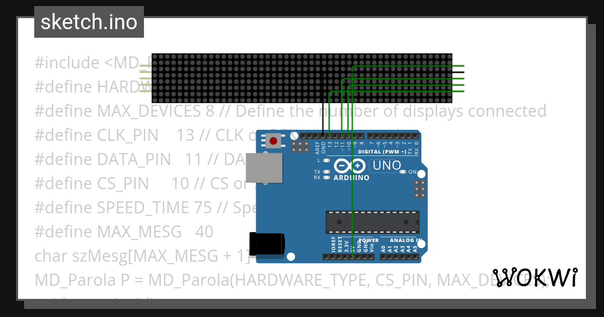 字母Led(动画) - Wokwi ESP32, STM32, Arduino Simulator