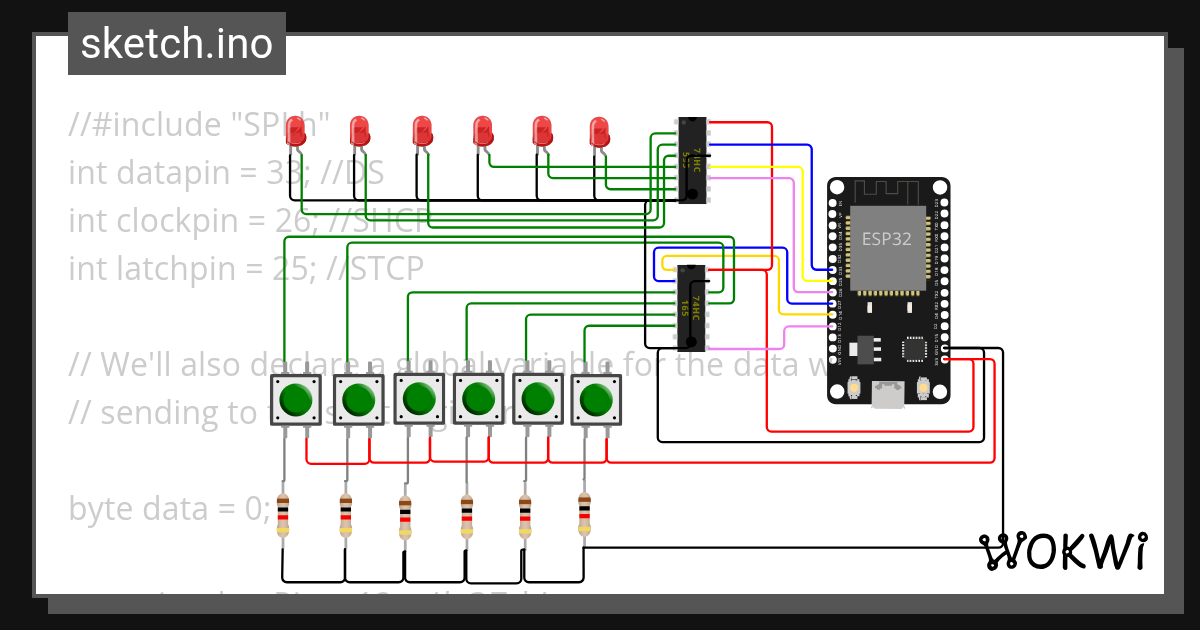 ESP32 expanding connections - Wokwi ESP32, STM32, Arduino Simulator