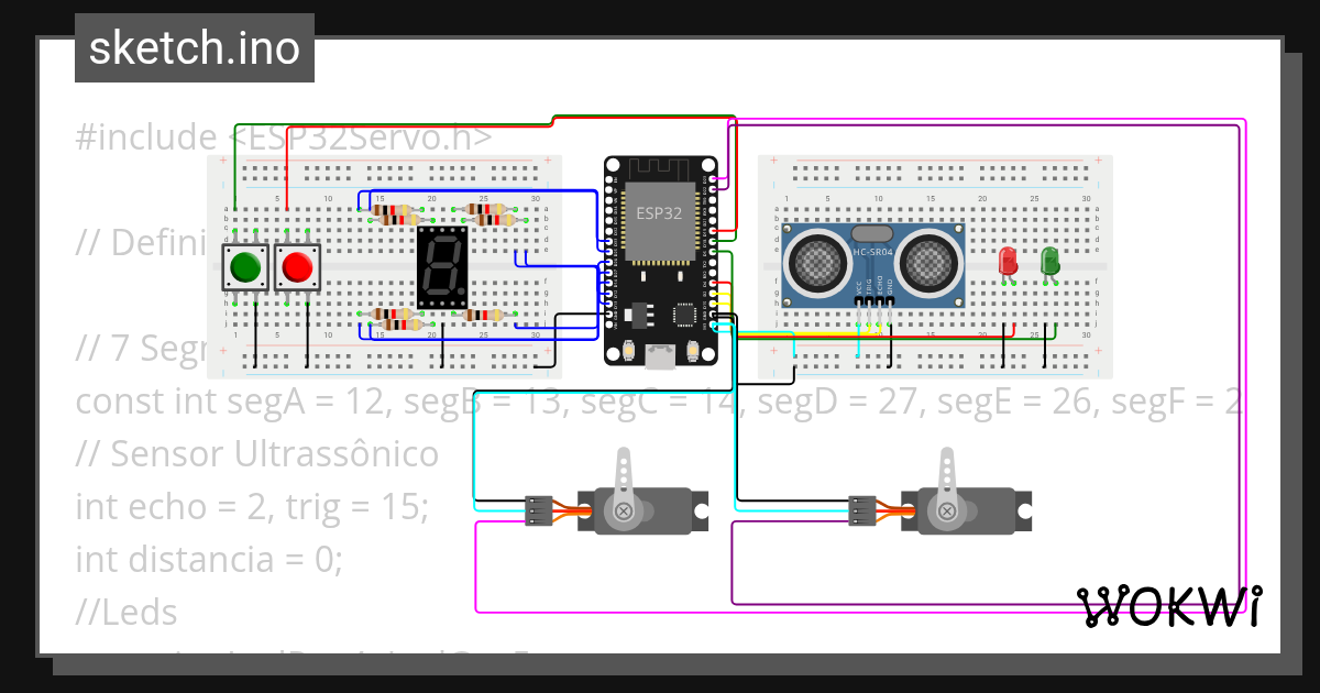 Sensor de vagas em um estacionamento - Wokwi ESP32, STM32, Arduino Simulator
