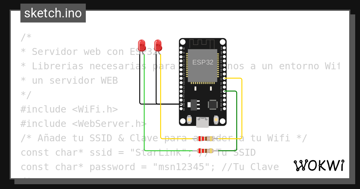 Práctica Servidor Web Wokwi Esp32 Stm32 Arduino Simulator