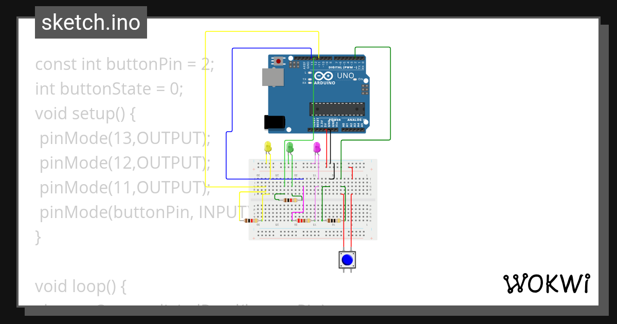 Seatwork 3 Multiple Led Controlled By Single Pushbutton Wokwi Esp32 Stm32 Arduino Simulator 9243