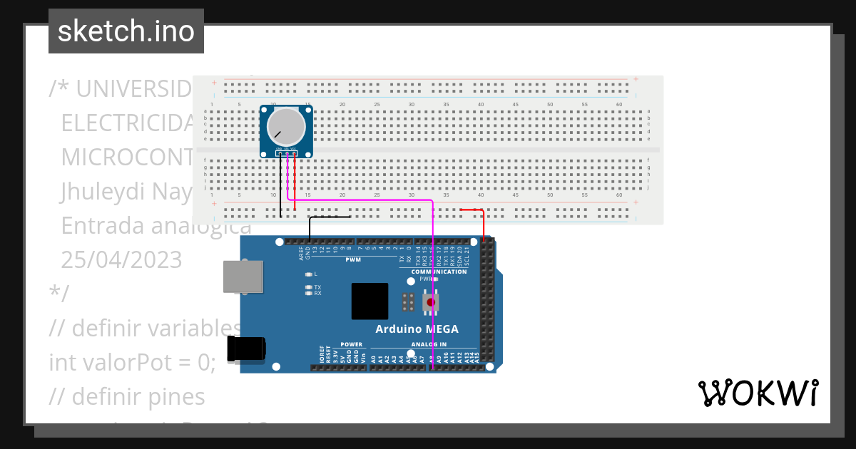 Práctica 7 - Entrada analogica - Wokwi ESP32, STM32, Arduino Simulator