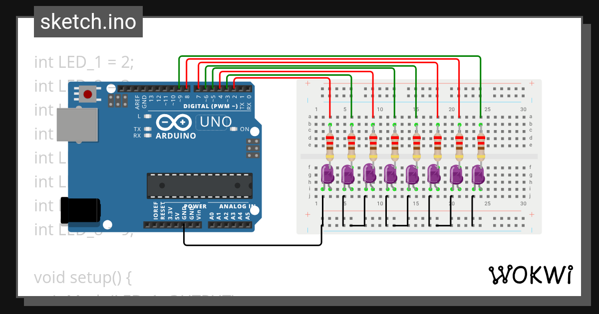 8 leds secuenciales Copy - Wokwi ESP32, STM32, Arduino Simulator