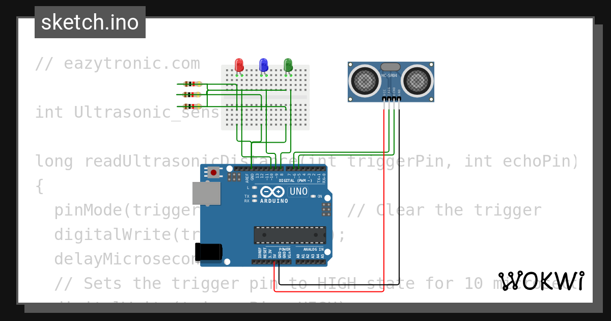 Led Distance Indicator Wokwi Esp32 Stm32 Arduino Simulator 8951