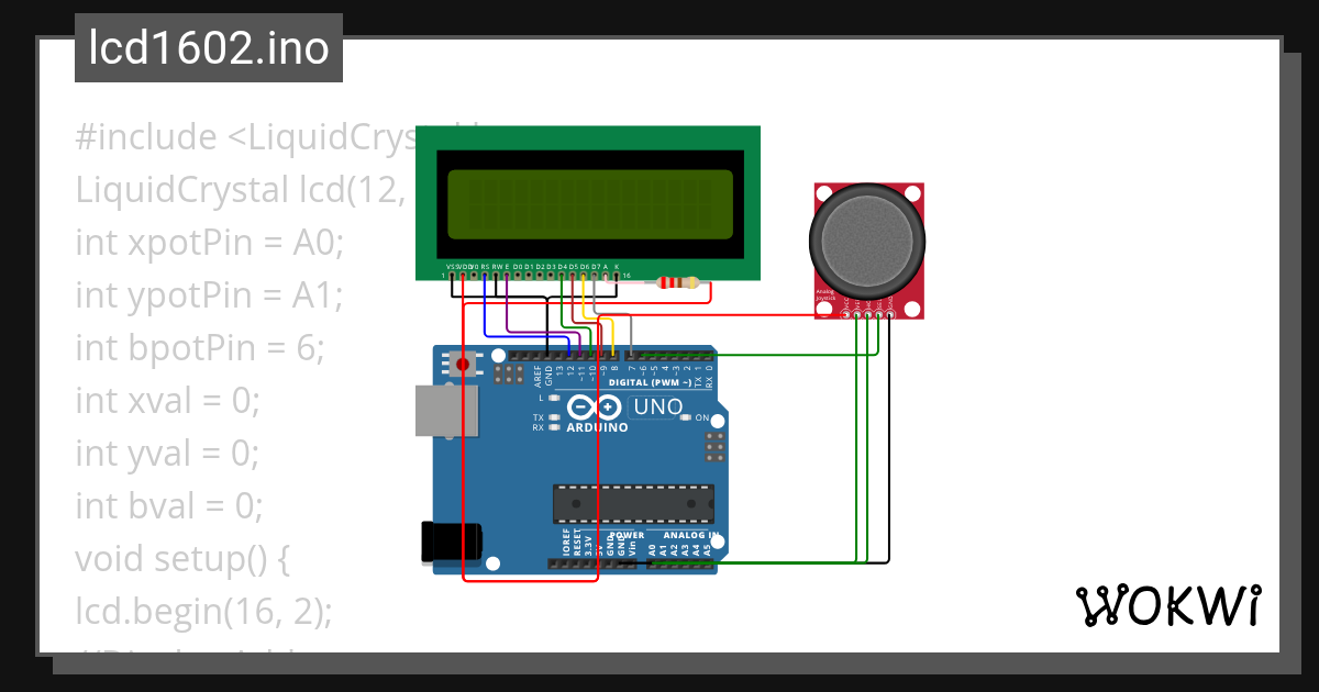 LCD with Joystick - Wokwi ESP32, STM32, Arduino Simulator