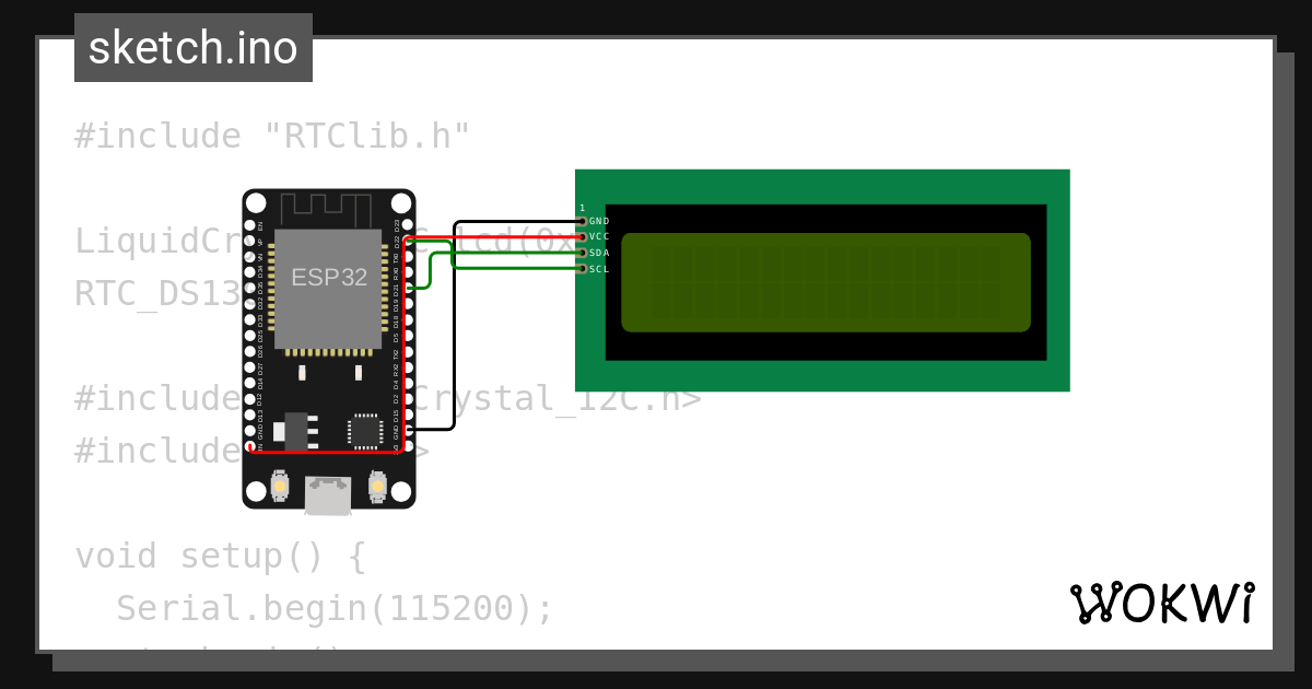 Horario Com Lcd Usa Biblioteca Wokwi Esp32 Stm32 Arduino Simulator 7172