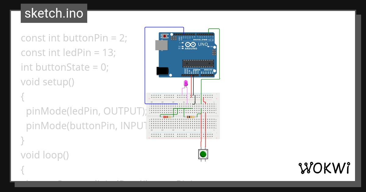 Pushbutton-Controlled LED - Wokwi ESP32, STM32, Arduino Simulator Pushbutton-Controlled LED - Wokwi ESP32, STM32, Arduino Simulator