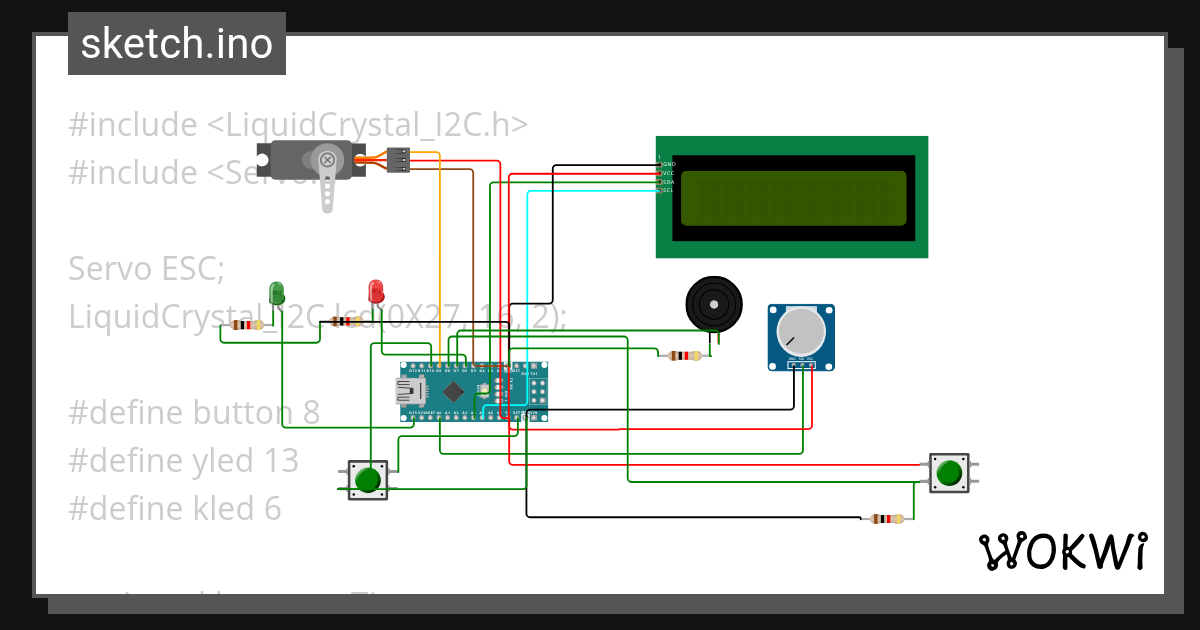 BLDC and Servo Motor Control Circuit - Wokwi ESP32, STM32, Arduino Simulator