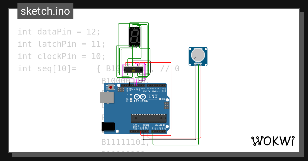 74hc595 Pot Wokwi Esp32 Stm32 Arduino Simulator 8019