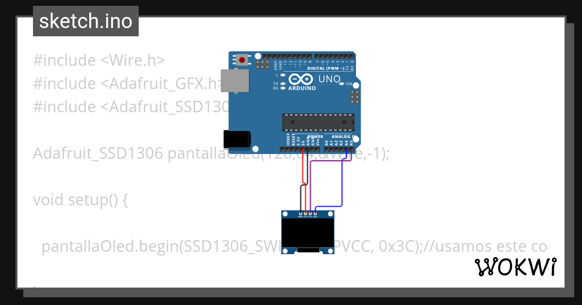 Ejercicio 1 Pantalla OLED - Wokwi ESP32, STM32, Arduino Simulator