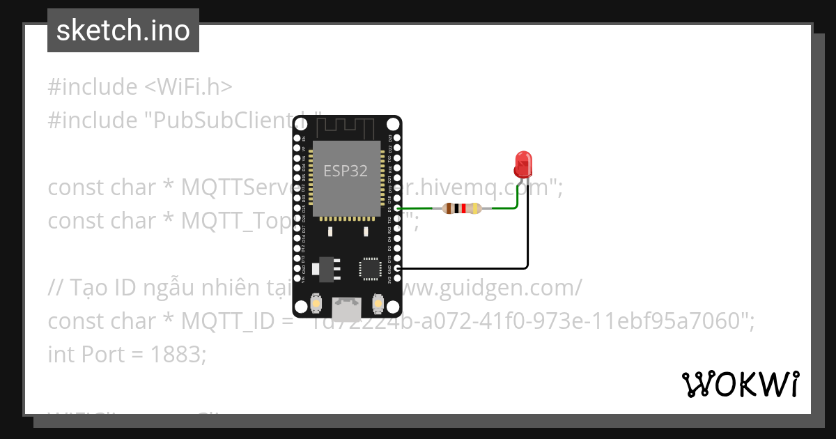 Giao thức MQTT bật tắt đèn - Wokwi ESP32, STM32, Arduino Simulator
