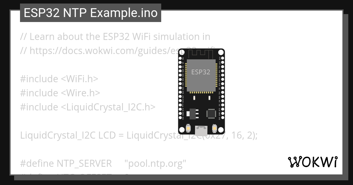 ESP32 NTP - Wokwi ESP32, STM32, Arduino Simulator