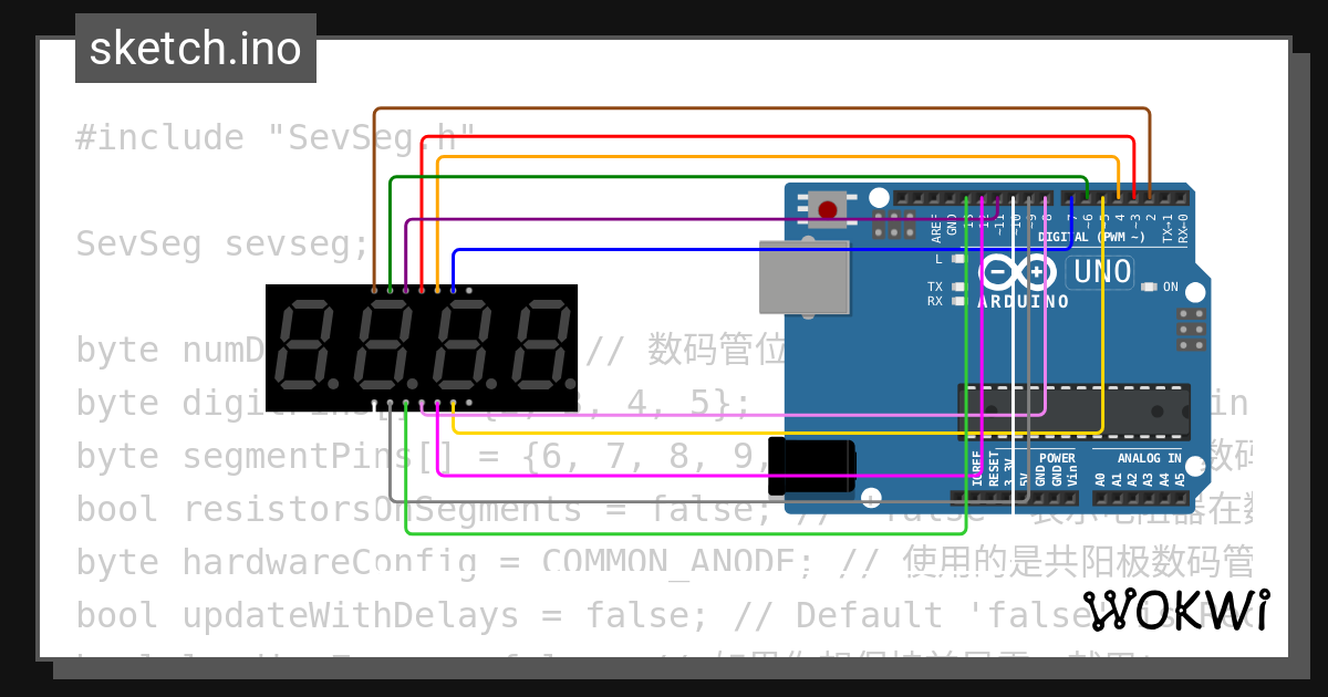 四位七段数码管显示 Wokwi Esp32 Stm32 Arduino Simulator 9042