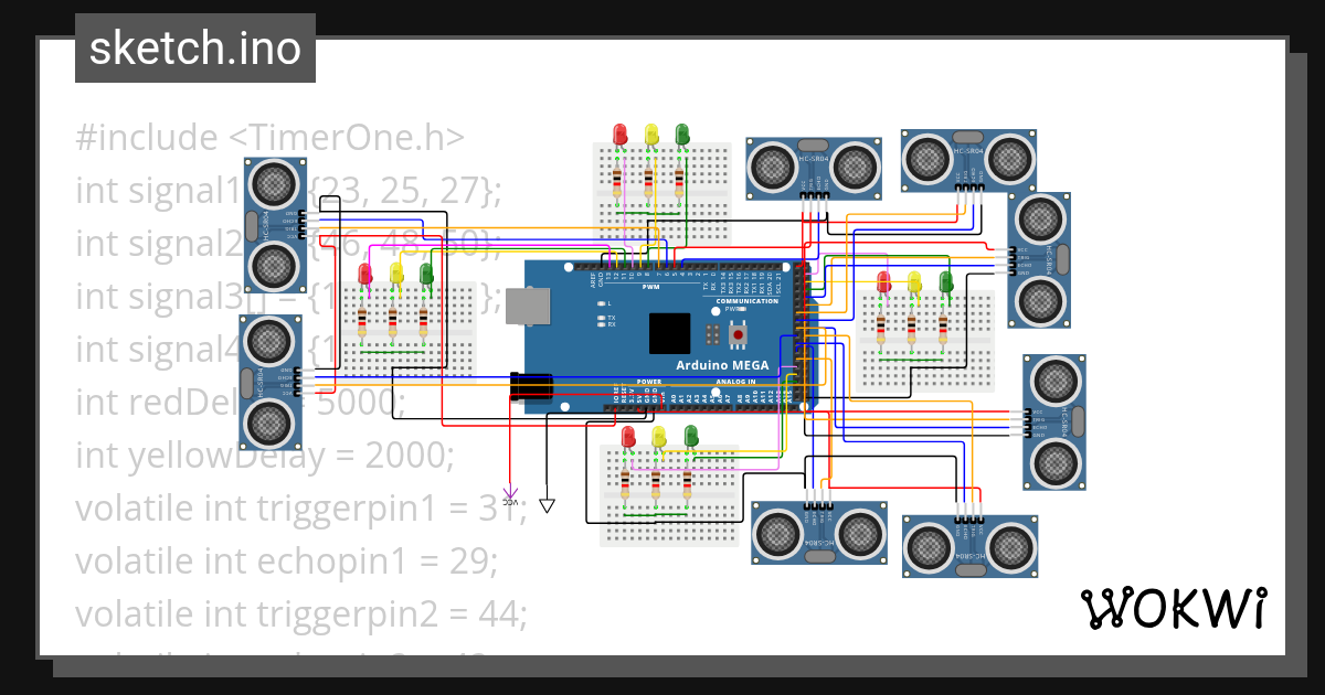 traffic density control Copy Copy - Wokwi ESP32, STM32, Arduino Simulator