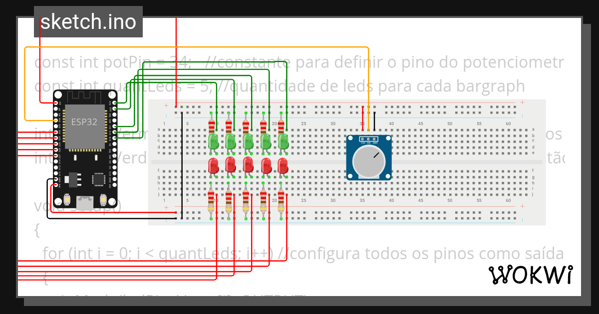 Led's + Potenciômetro - Wokwi ESP32, STM32, Arduino Simulator
