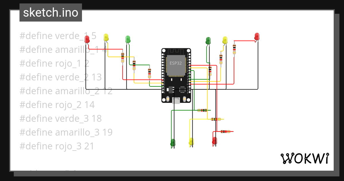 Semaforo - Wokwi ESP32, STM32, Arduino Simulator