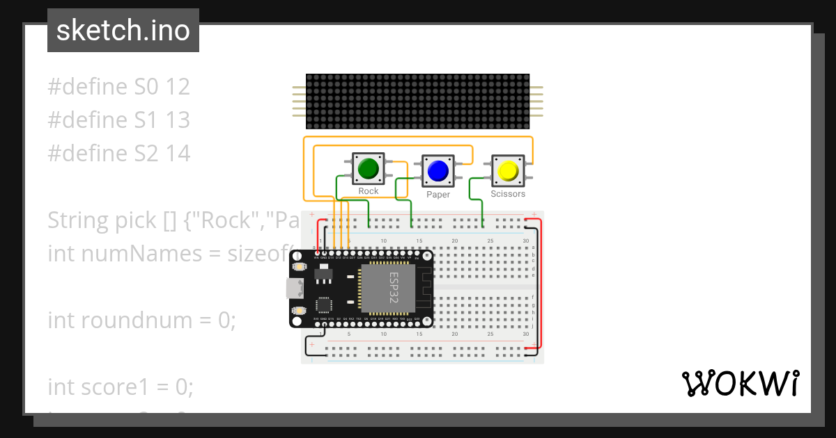 Rock, Paper, Scissor - Wokwi ESP32, STM32, Arduino Simulator