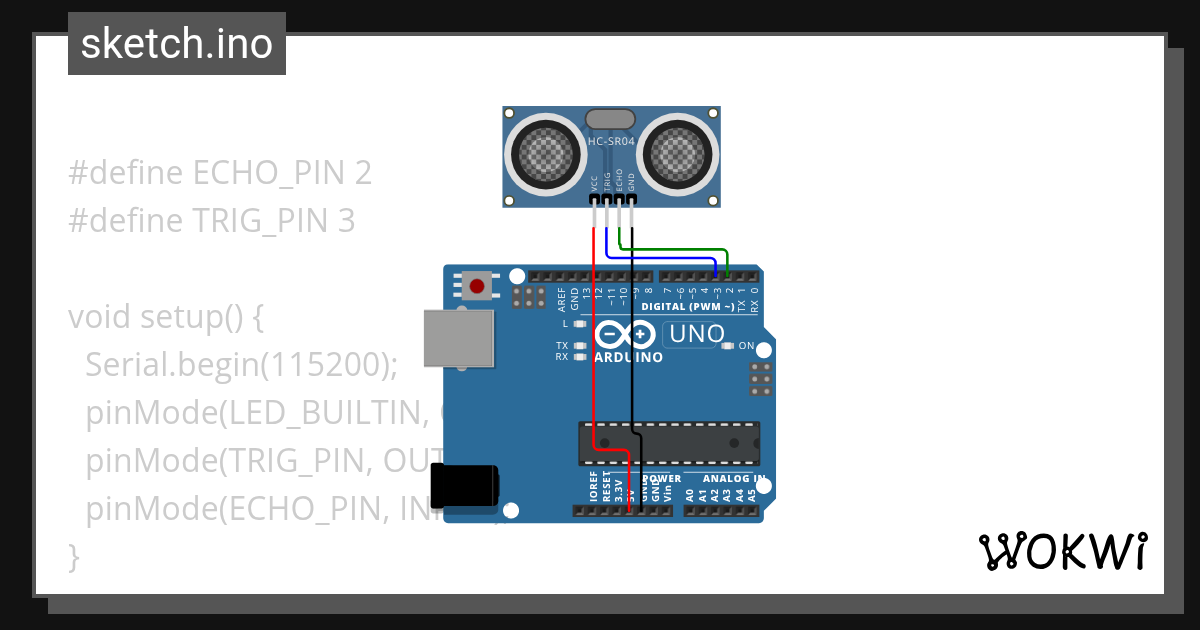 Ultrasonic Sensor Shin Wokwi Esp32 Stm32 Arduino Simulator