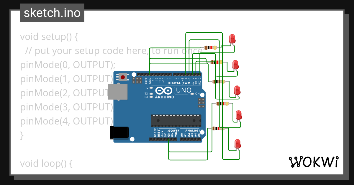 prova led FOR - Wokwi ESP32, STM32, Arduino Simulator