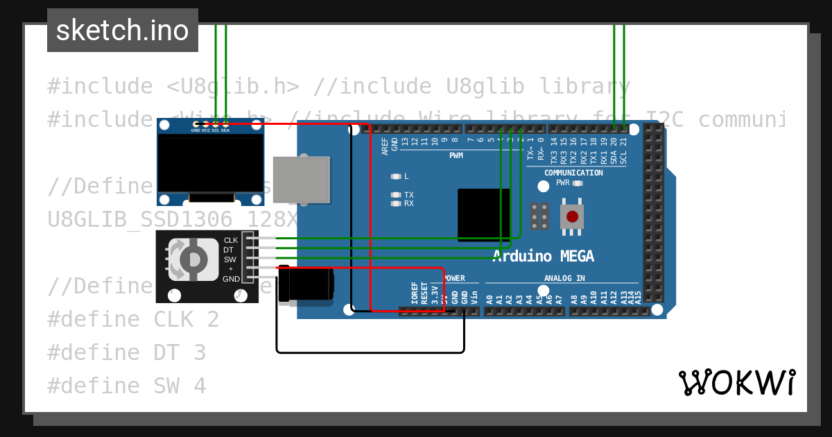 Oled1306rotaryencoder Wokwi Esp32 Stm32 Arduino Simulator