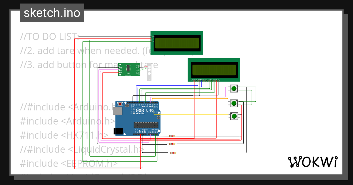 Eureka_V2 weight + screen+ buttons+ grind IC2 - Wokwi ESP32, STM32, Arduino Simulator