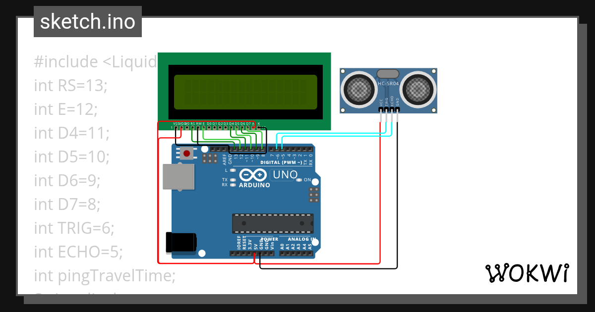 Ultrasonic Sensor Lcd Screen Wokwi Esp32 Stm32 Arduino Simulator