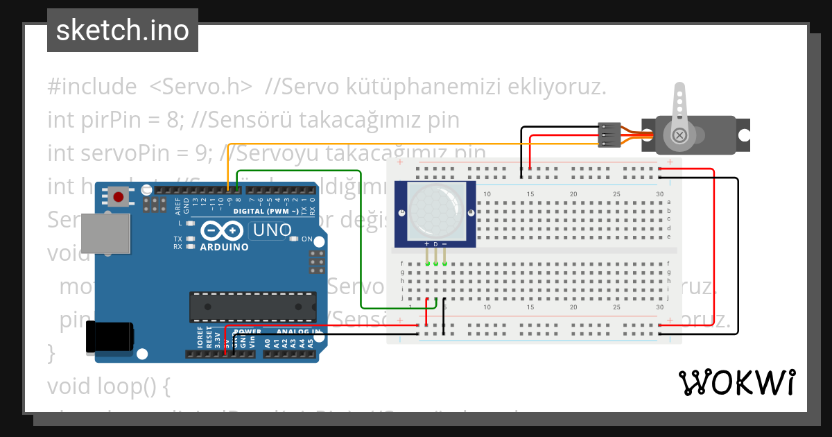 PIR Servo - Wokwi ESP32, STM32, Arduino Simulator